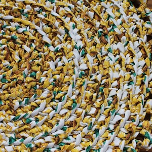 Rag Rug, Yellow 26" X 40" Crochet Oval Rag Rug, Nursery Rug, Cottage ...