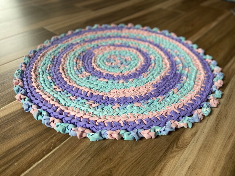 Rag Rug Multi-colored Rag Rug 29.5 Crocheted Round Rag - Etsy