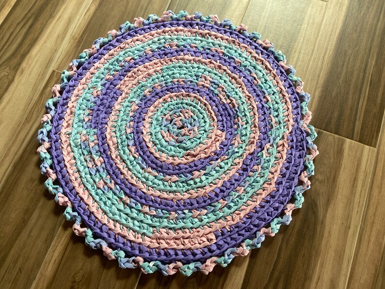 Rag Rug Multi-colored Rag Rug 29.5 Crocheted Round Rag - Etsy