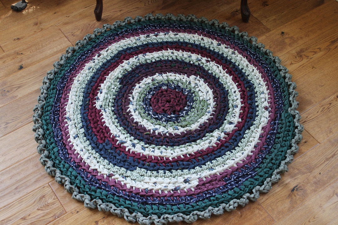 Round Rug, Handmade Rag Rug, 36" Round Rug, Rag Rug, Kitchen Rug, Entry ...