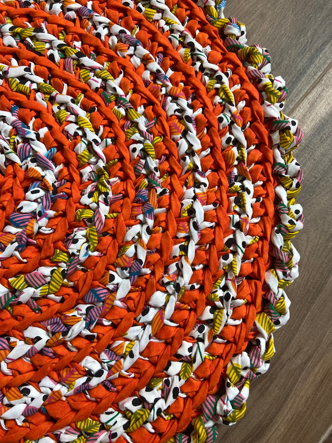 Orange Rag Rug, 27" X 45' Crocheted Oval Rag Rug, Nursery Rug, Cottage ...