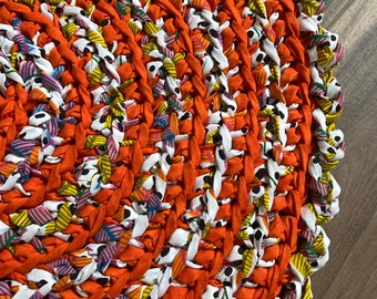 Rag Rug, Multi-colored, and White 25 X 35.5 Crocheted Oval Rag Rug ...