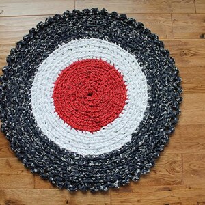 Rag Rug, Crochet Rug, Red, White and Blue 30.5" Crocheted Round Rag Rug ...