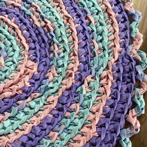 Rag Rug, Multi-colored Rag Rug, 29.5" Crocheted Round Rag Rug, Cottage ...