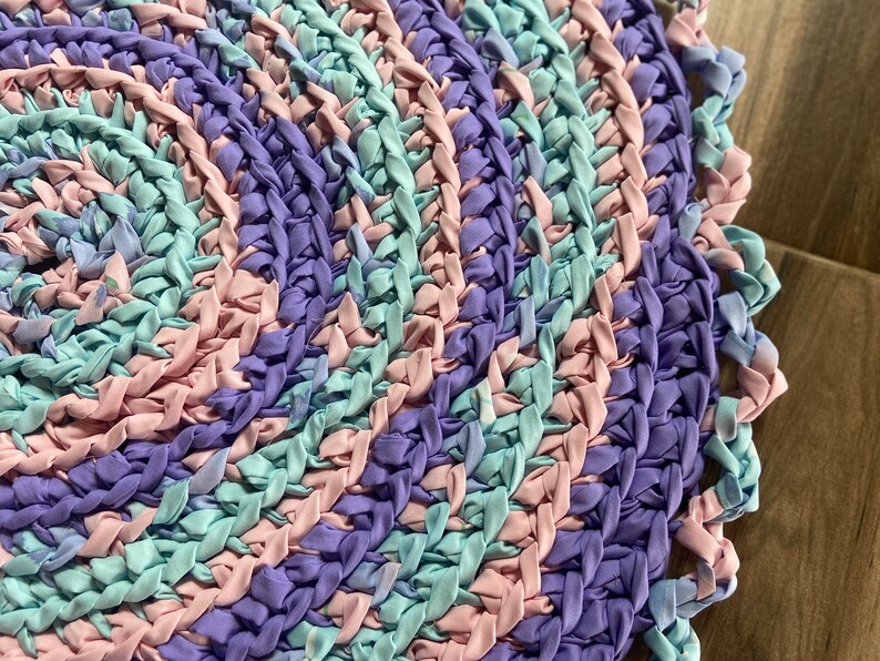 Rag Rug Multi-colored Rag Rug 29.5 Crocheted Round Rag - Etsy