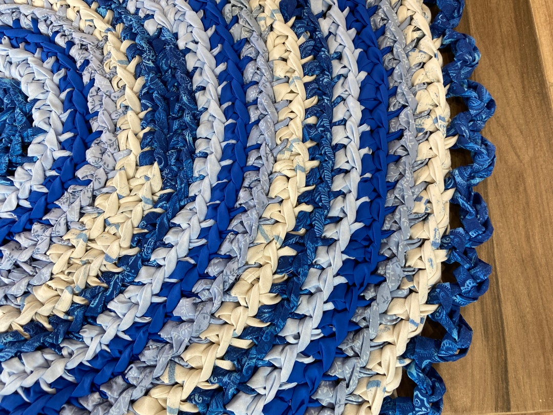 Rag Rug, Multicolored 35.5" Crocheted Round Rag Rug, Nursery Rug ...