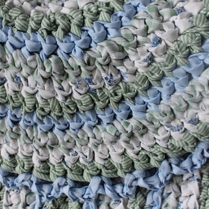 Rag Rug Blue Green and White 28 X 45 Crocheted - Etsy