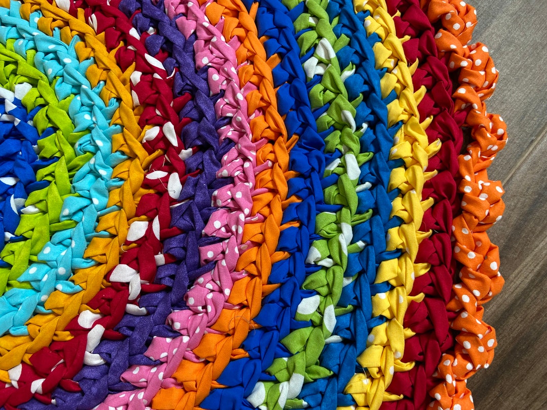 Multicolored, Rag Rug, 34" X 51" Crocheted Oval Rag Rug, Nursery Rug ...