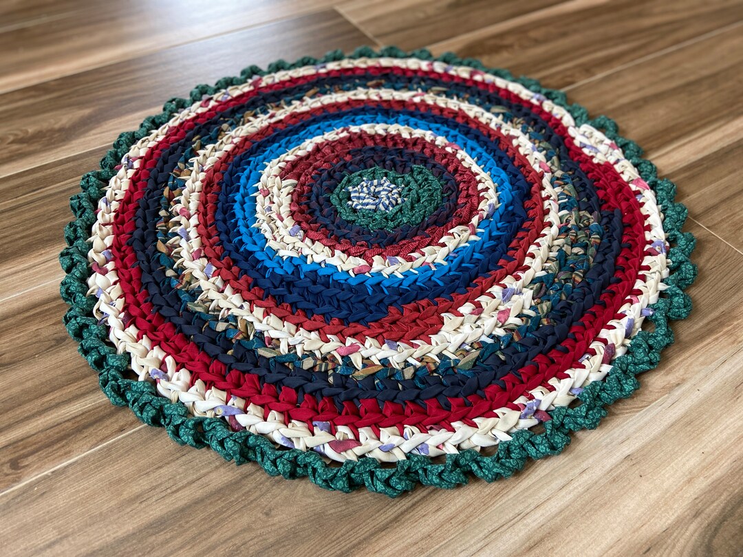 Rag Rug, Multicolored 30.5" Crocheted Round Rag Rug, Nursery Rug ...