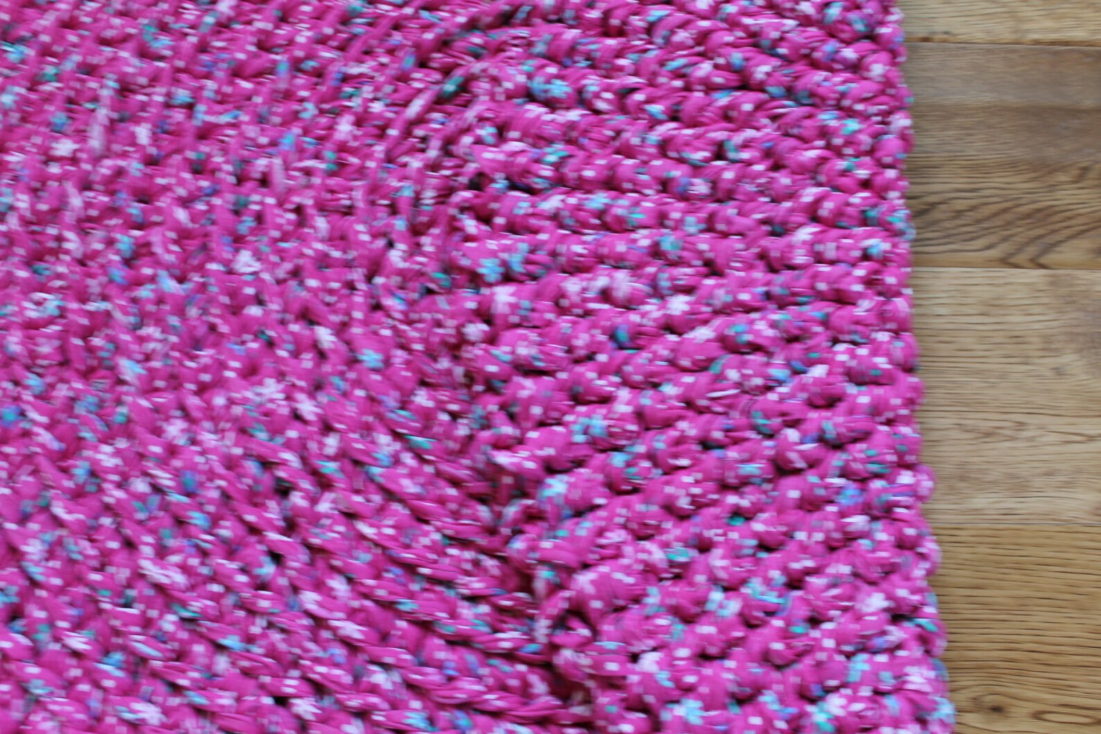 Pink and Turquoise 29 Crocheted Round Rag Rug Cottage - Etsy