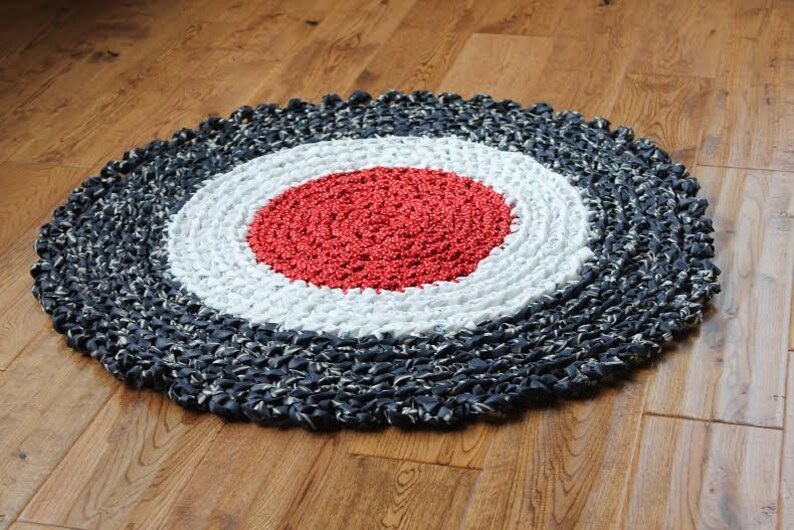Rag Rug Crochet Rug Red White and Blue 30.5 Crocheted - Etsy