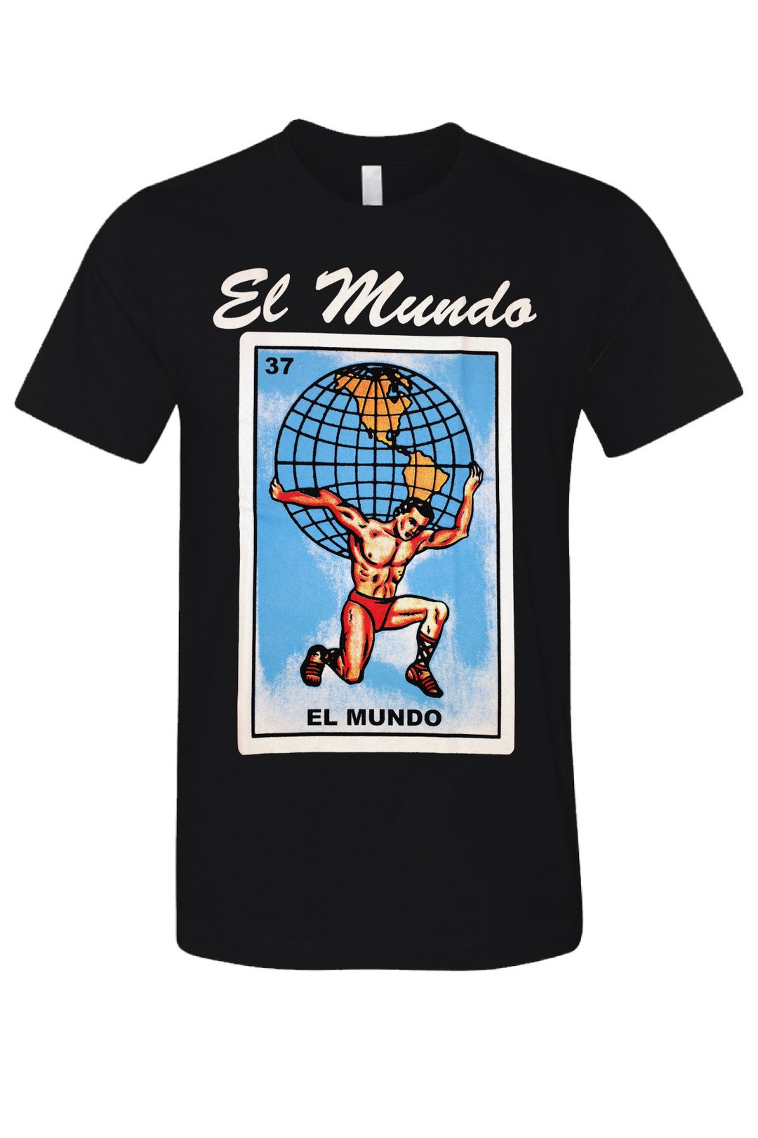 El Mundo Loteria Mexican Bingo T-shirt Novelty Funny Family Tee Black ...