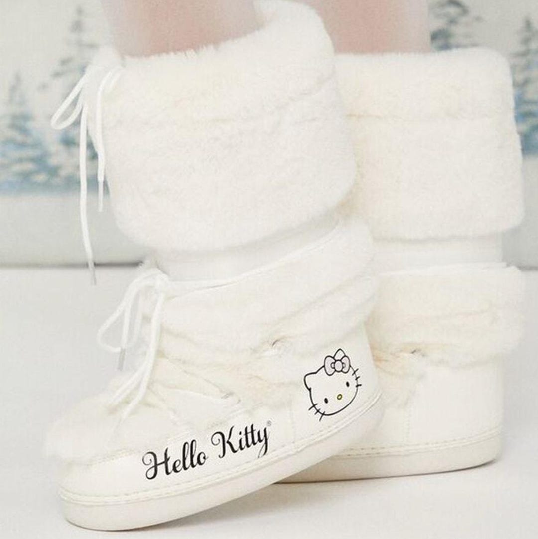Hello Kitty Faux Fur Boots White FOREVER 21 SIZE 7 or 8 - Etsy