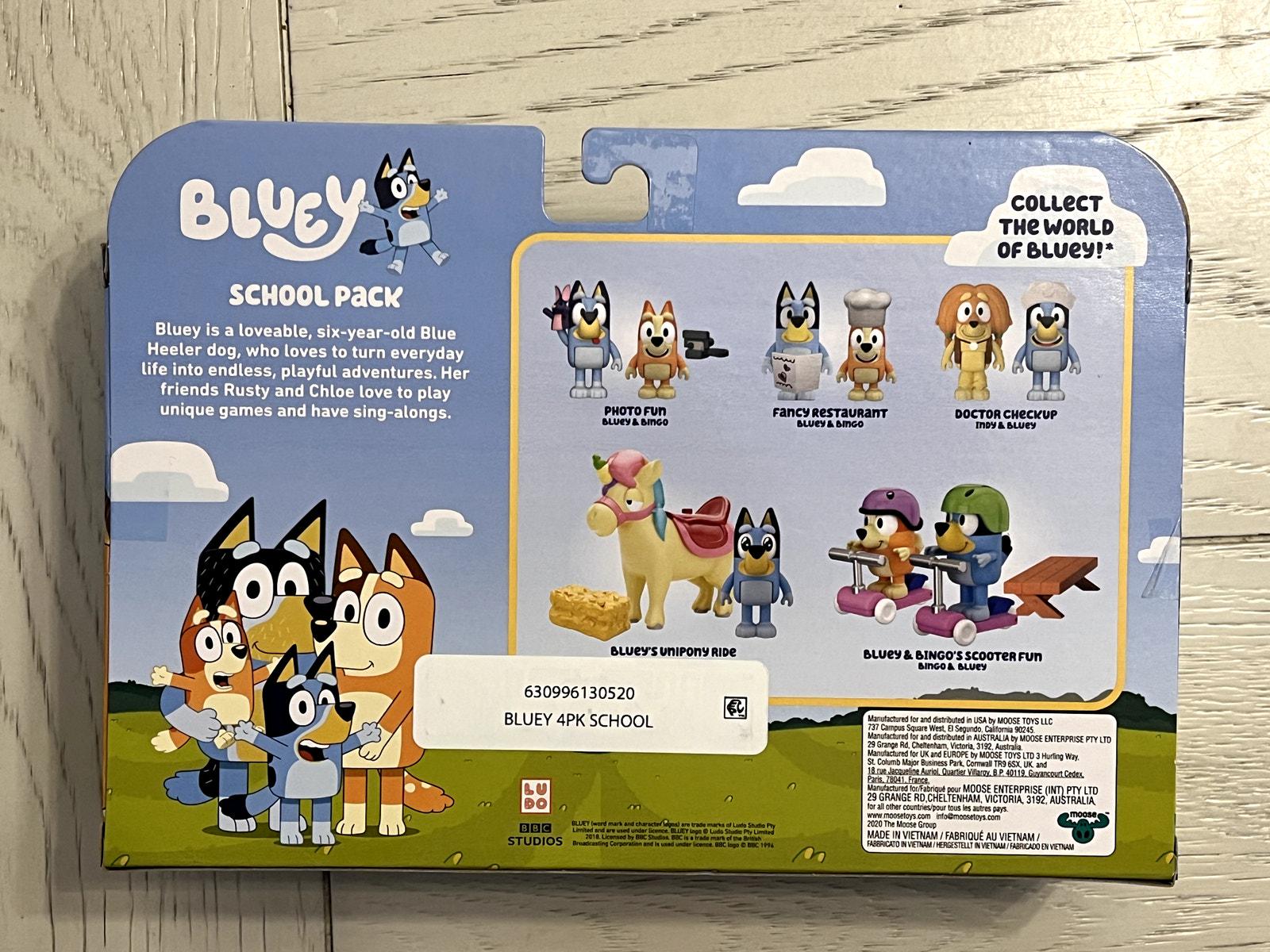 Bluey & Friends School Pack Bluey, Rusty, Chloe, Calypso Figures Ships ...