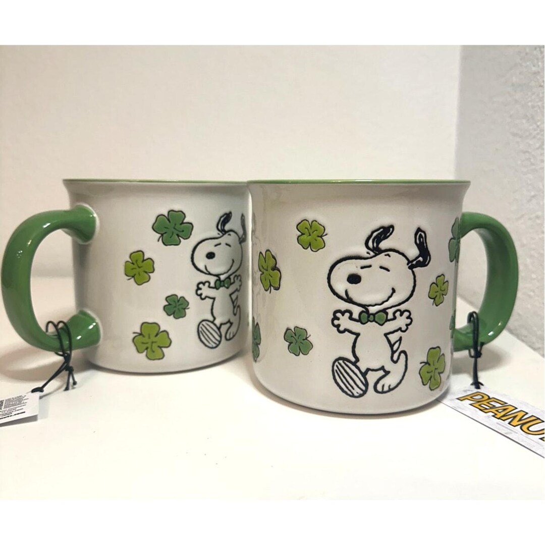 PEANUTS St. Patrick's Day SNOOPY Shamrock Coffee MUG Set of 2 - Etsy