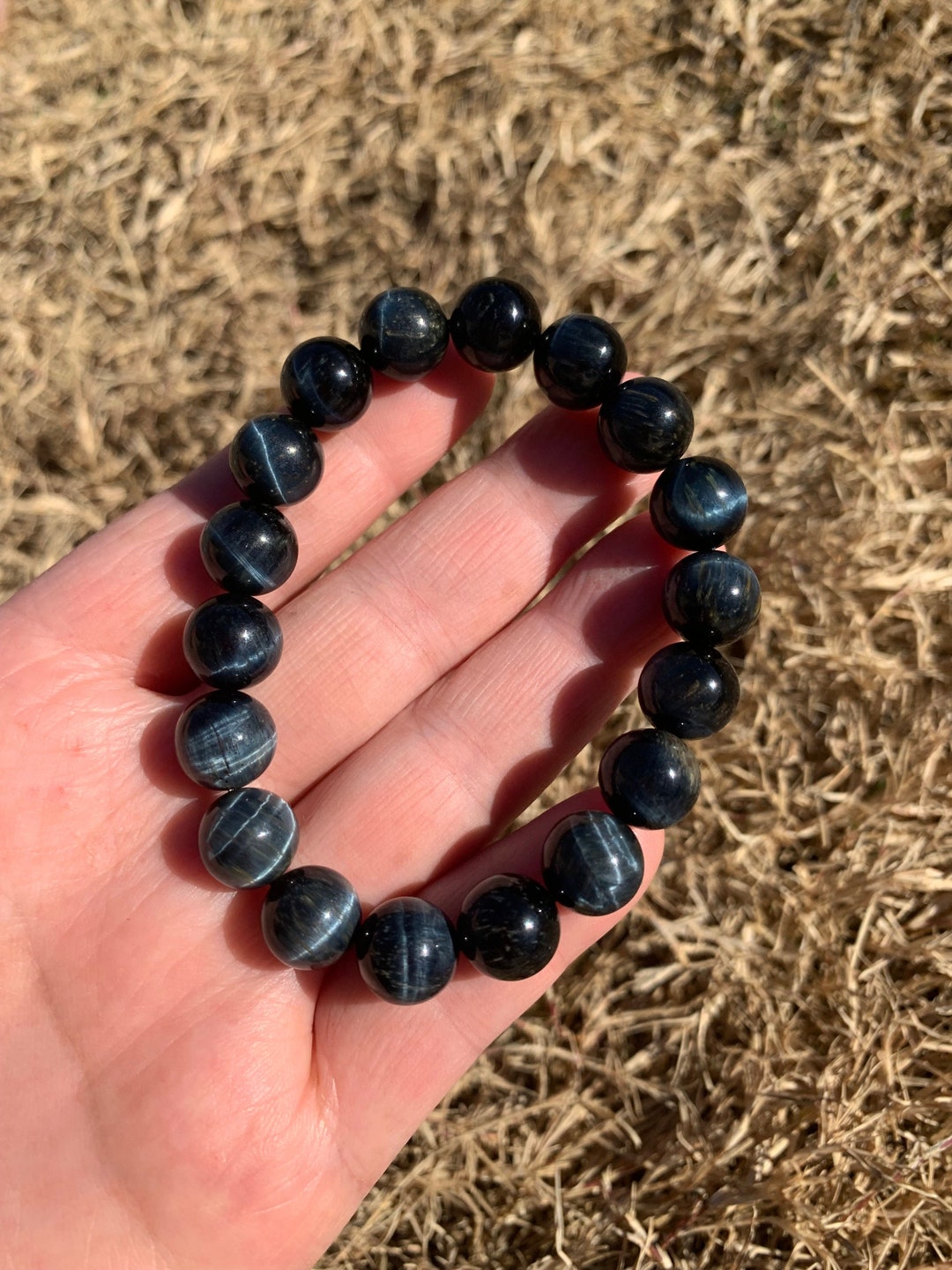 Dark Blue Tigers Eye Stretchy Bracelet. 10mm - Etsy