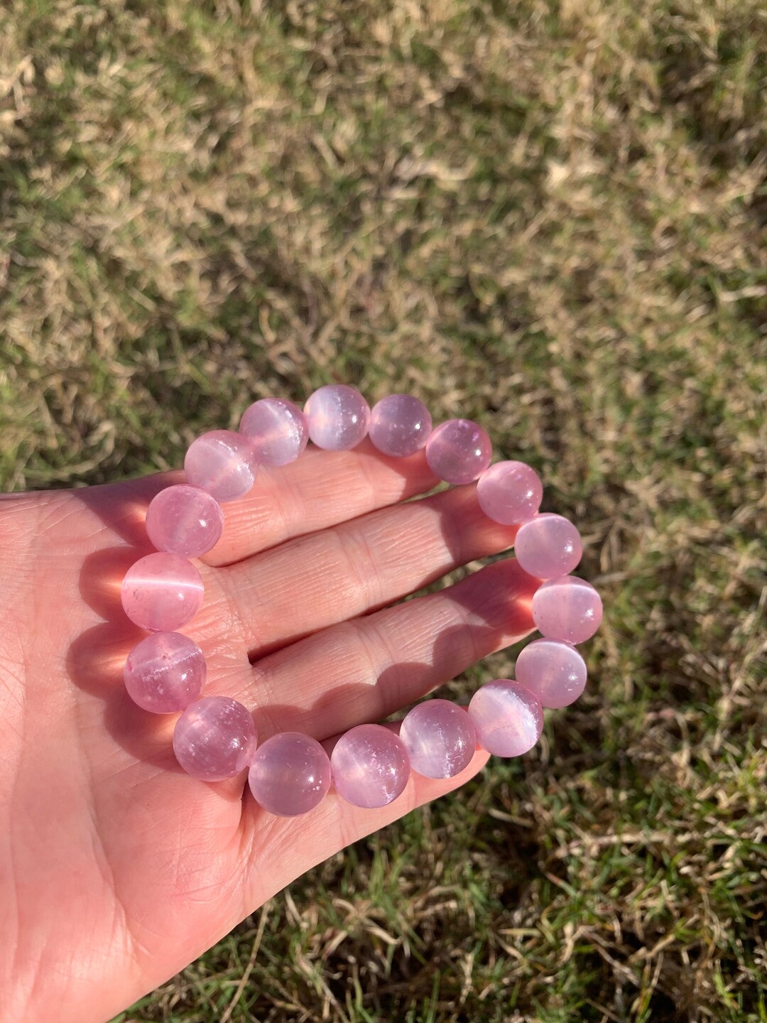 Pink Selenite Stretchy Bracelet. 12mm - Etsy