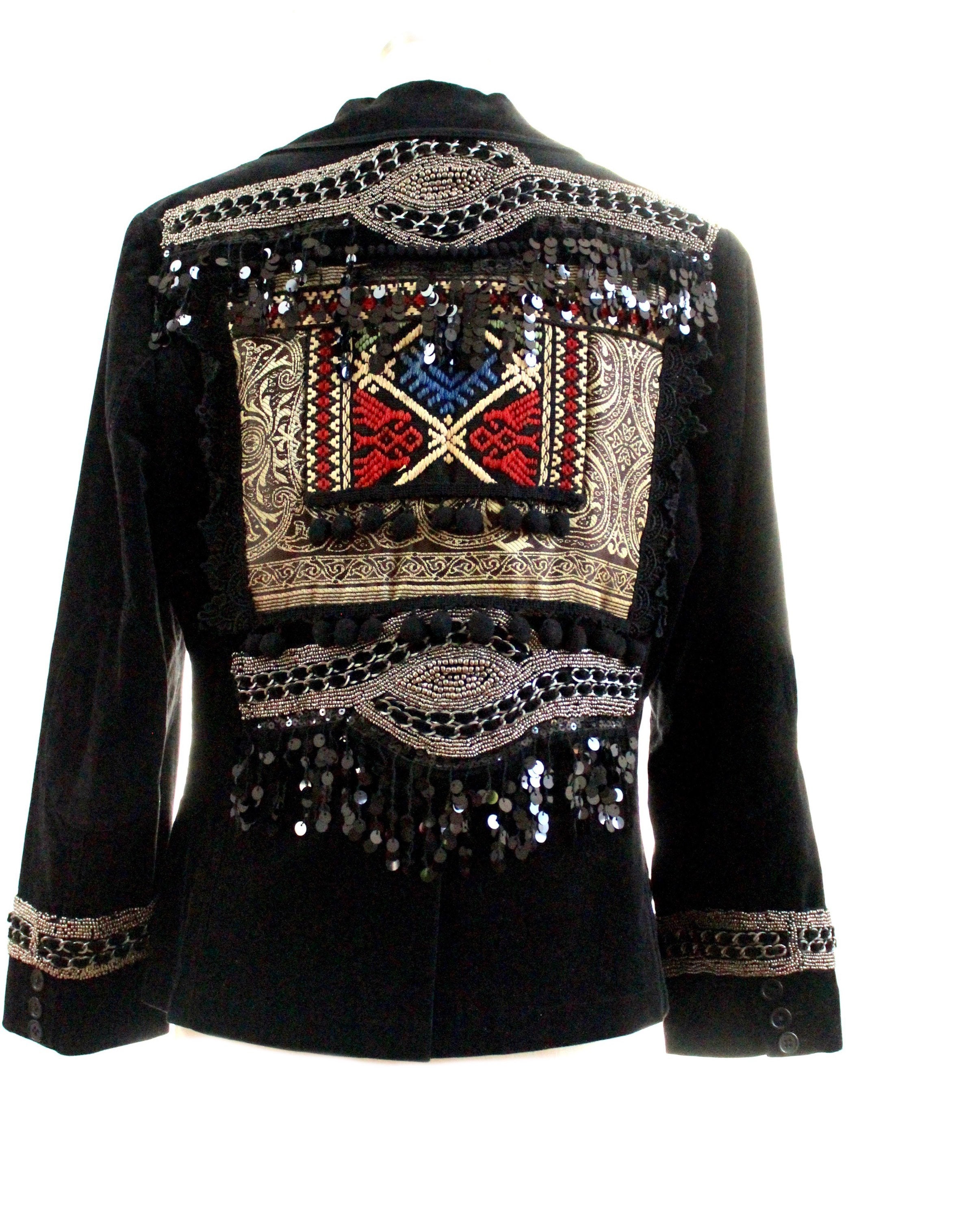 Reworked Embroidered Black Velvet Jacket / Upcycling Jacket / | Etsy