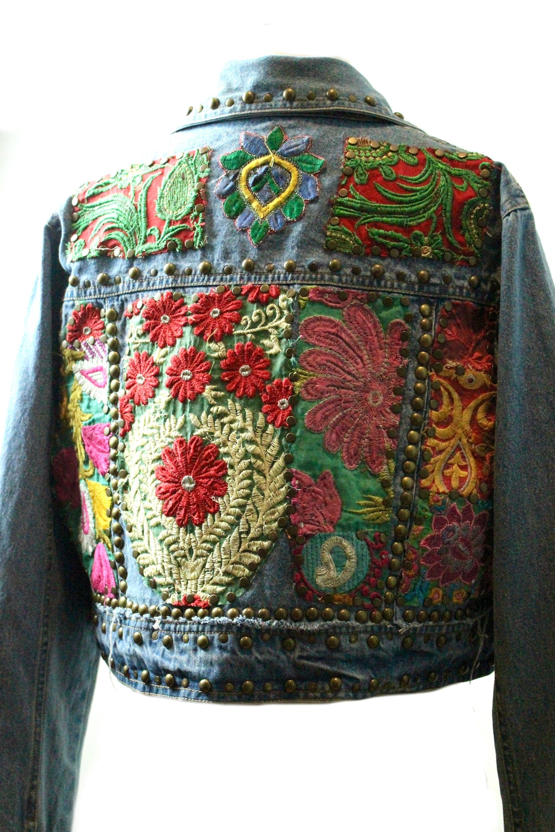 Reworked Denim Jacket / Embroidered Jacket/ Vintage - Etsy