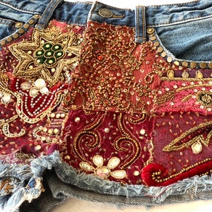 Upcycled Denim Cutoff Shorts / Frayed Embroidery Vintage Denim | Etsy