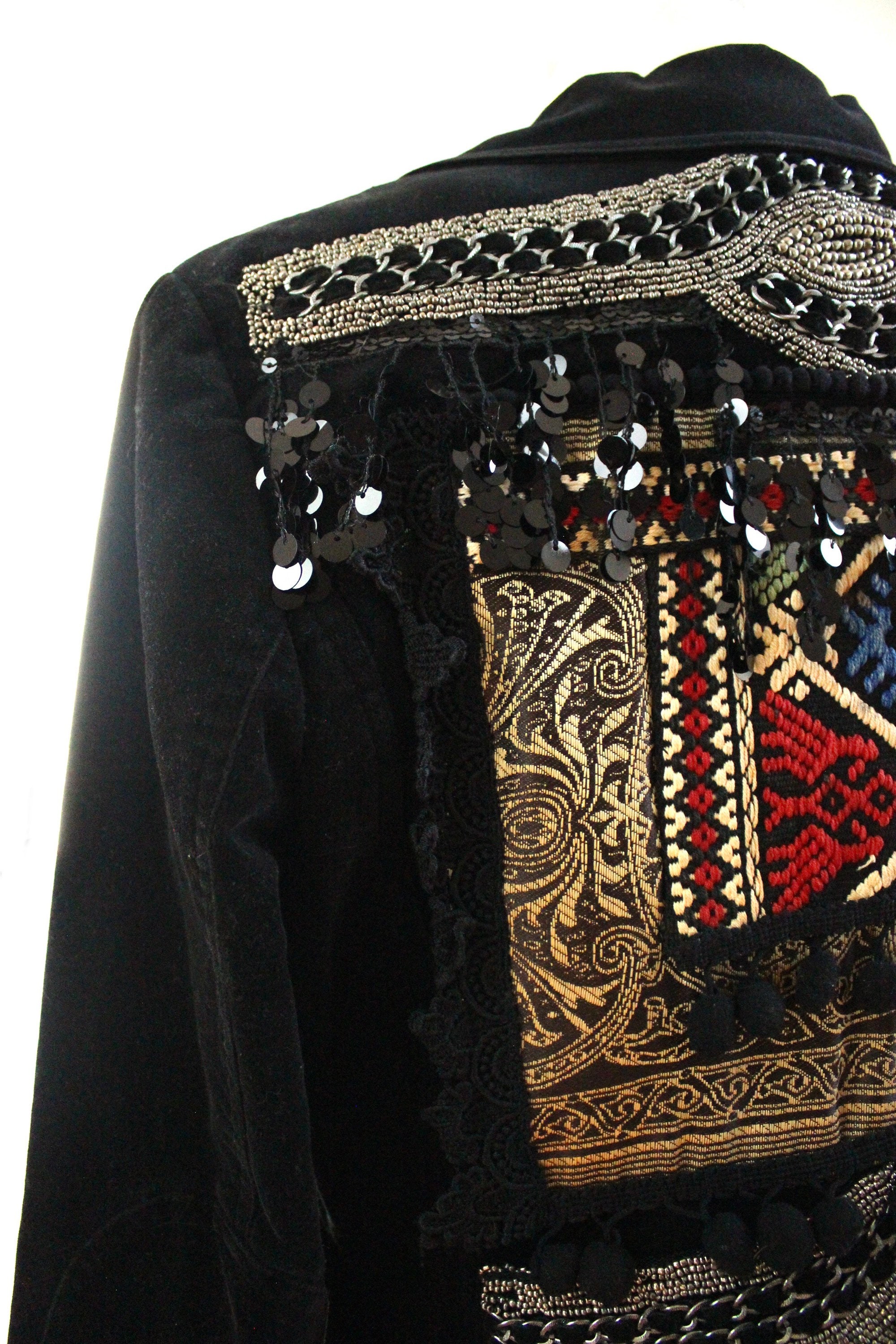 Reworked Embroidered Black Velvet Jacket / Upcycling Jacket / | Etsy