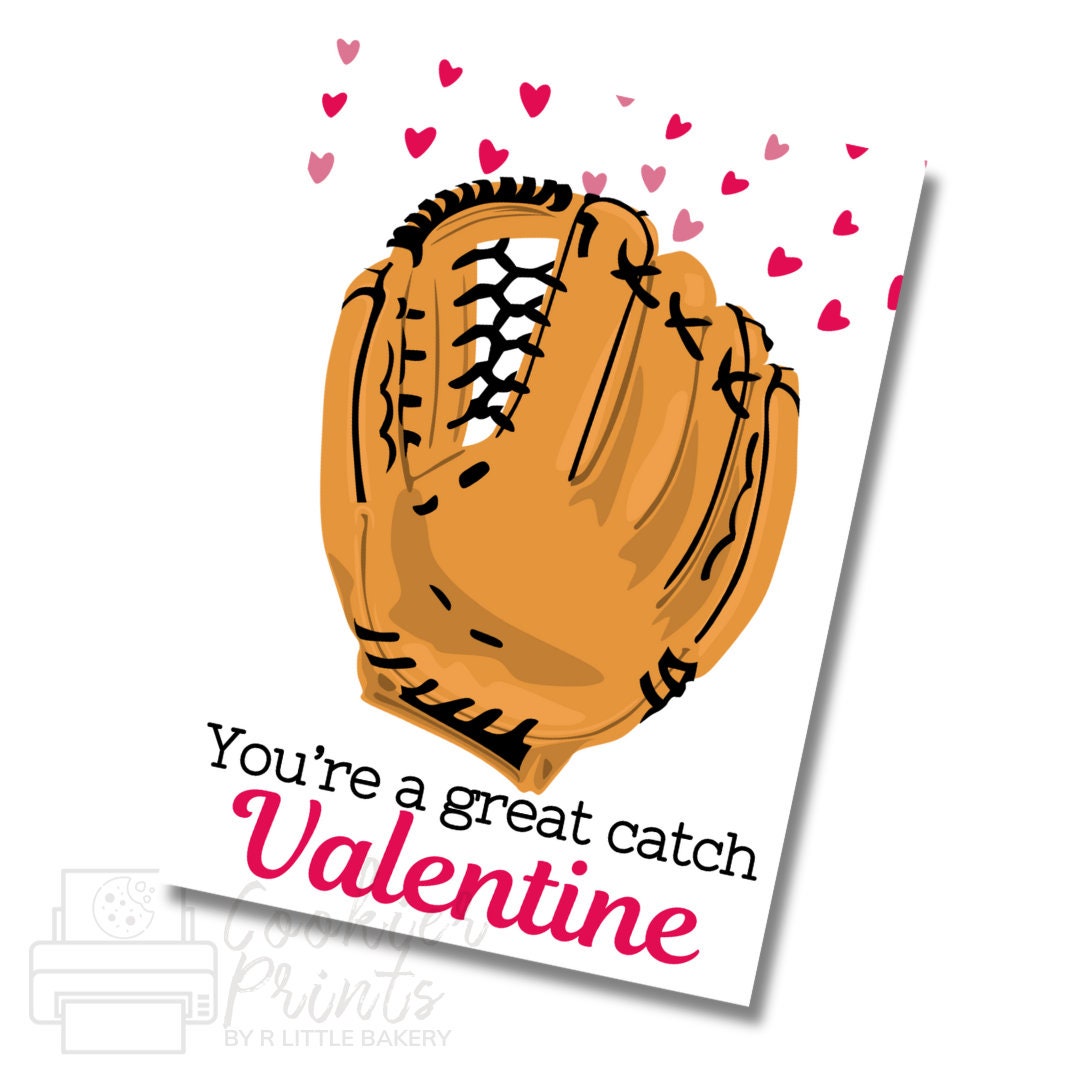 Valentine's Baseball "you're a Great Catch" Cookie Card - Etsy