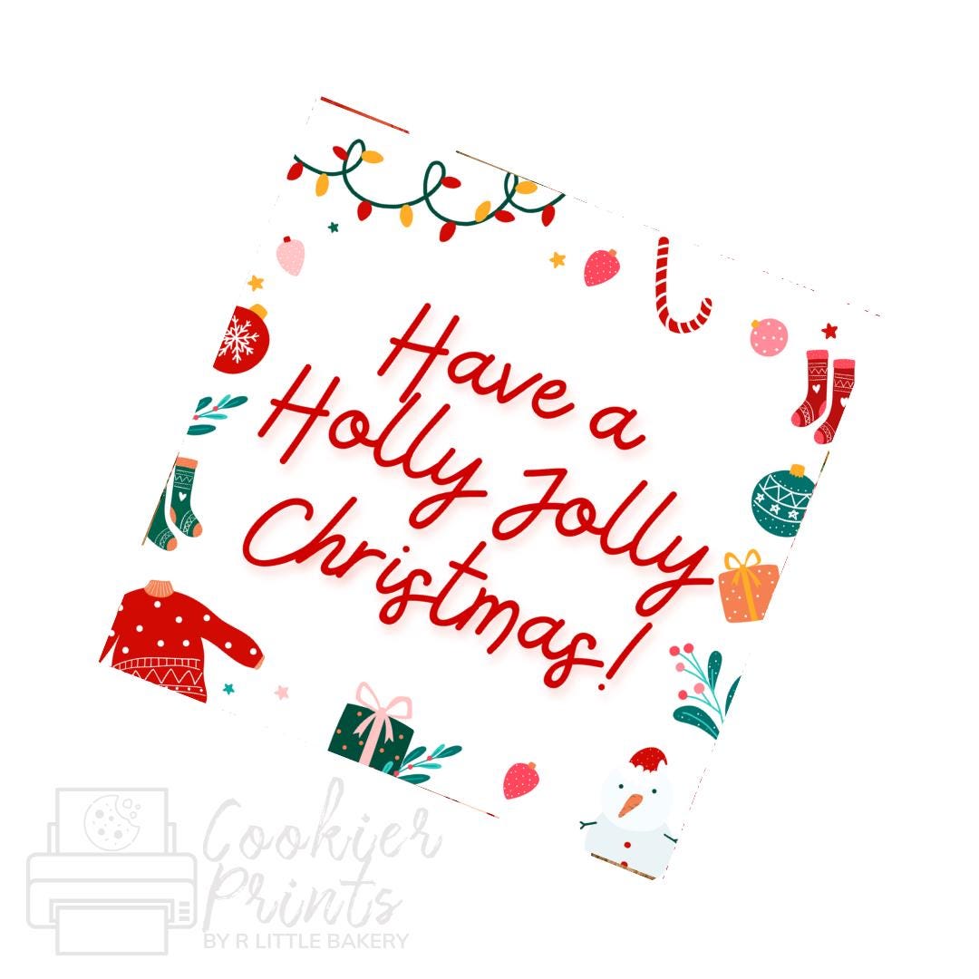Christmas Retro Holiday Holly Jolly Christmas Tag - Etsy