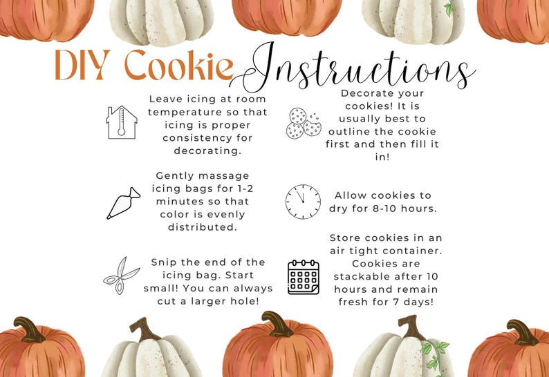 Fall Pumpkins DIY Cookie Instructions - Etsy