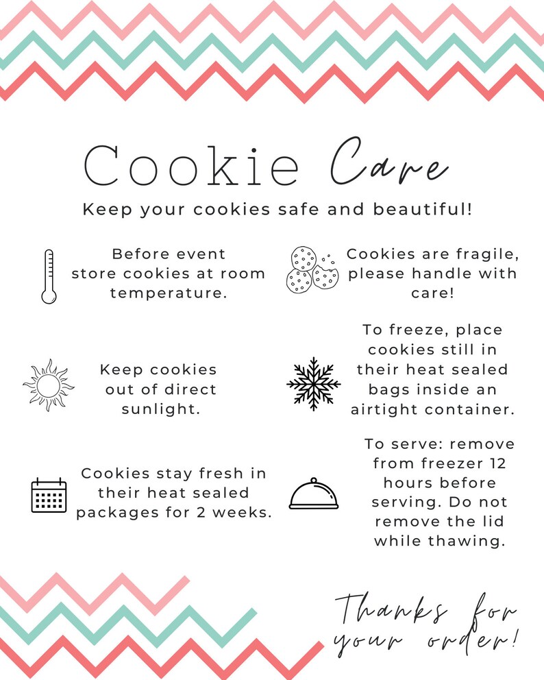 Editable Geometric Cookie Care Card - Etsy