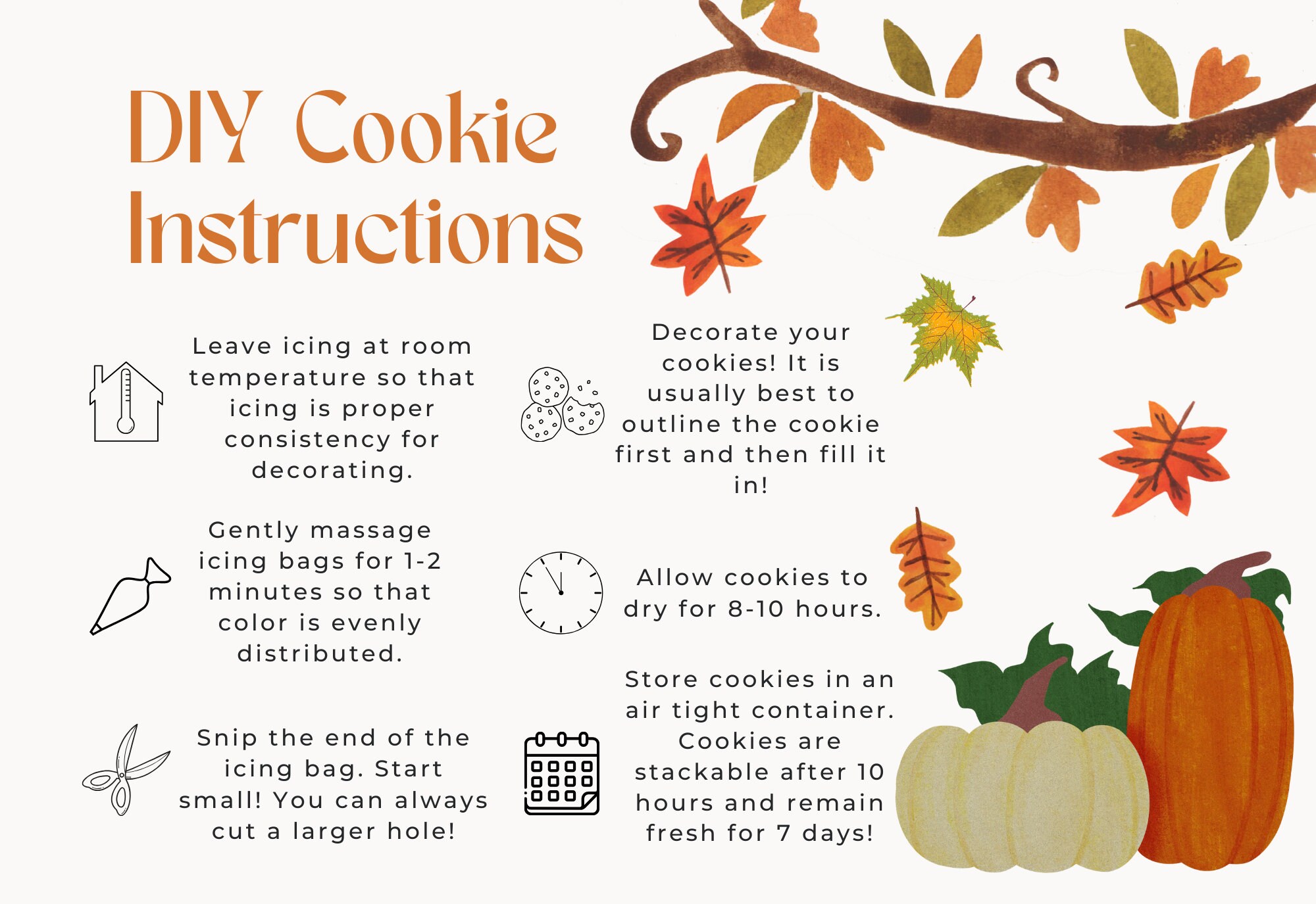 Fall DIY Cookie Kit Instructions BUNDLE - Etsy
