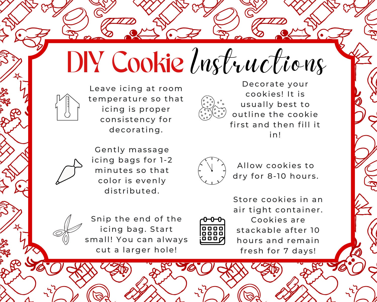 Christmas/holiday Festive Friends DIY Cookie Instructions - Etsy