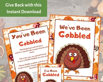 You've Been Gobbled Digital Download Thanksgiving Turkey Printable Tag ...
