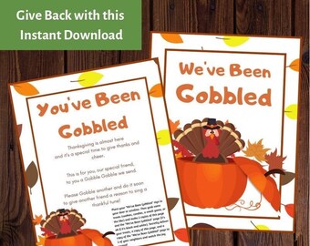 You've Been Gobbled Thanksgiving Game Printable Turkey Tag | Etsy