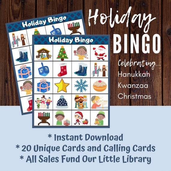 Holiday Bingo Cards Celebrating Hanukkah Kwanzaa and Christmas | Etsy