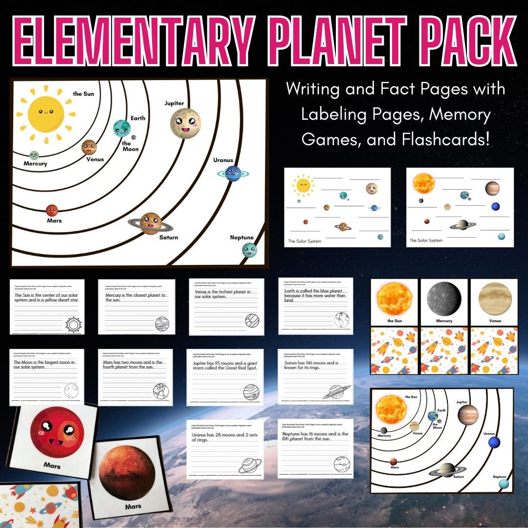 Solar System Printable With Planet Writing Pages, Planet Flashcards ...