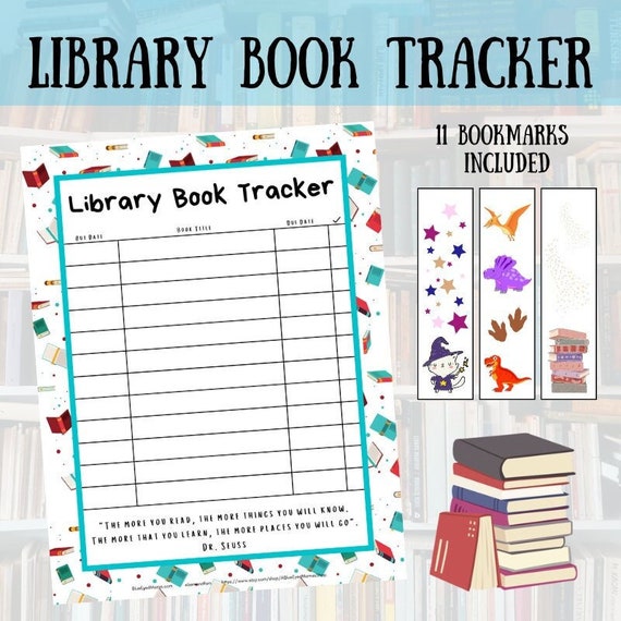 Library Book Tracker and Reading Log With 11 Bookmarks - Etsy