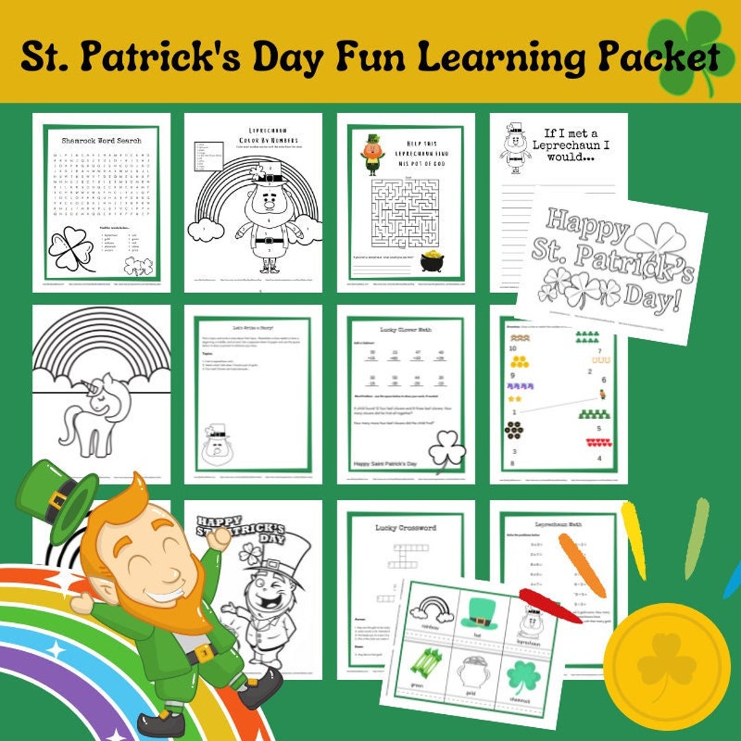 St. Patrick's Day Educational Printable and Coloring Pages With Math ...