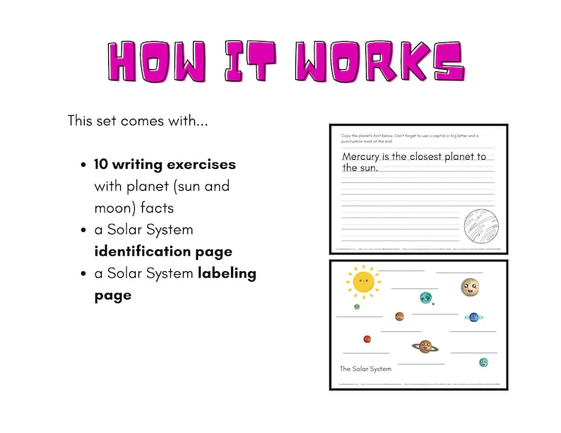 Solar System Printable With Writing Practice and More - Etsy
