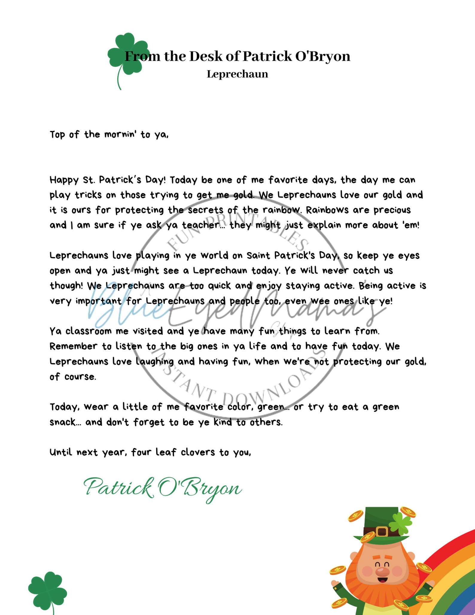 Leprechaun Letter for the Classroom and St. Patricks Day - Etsy