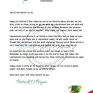 Leprechaun Letter for the Classroom and St. Patricks Day - Etsy