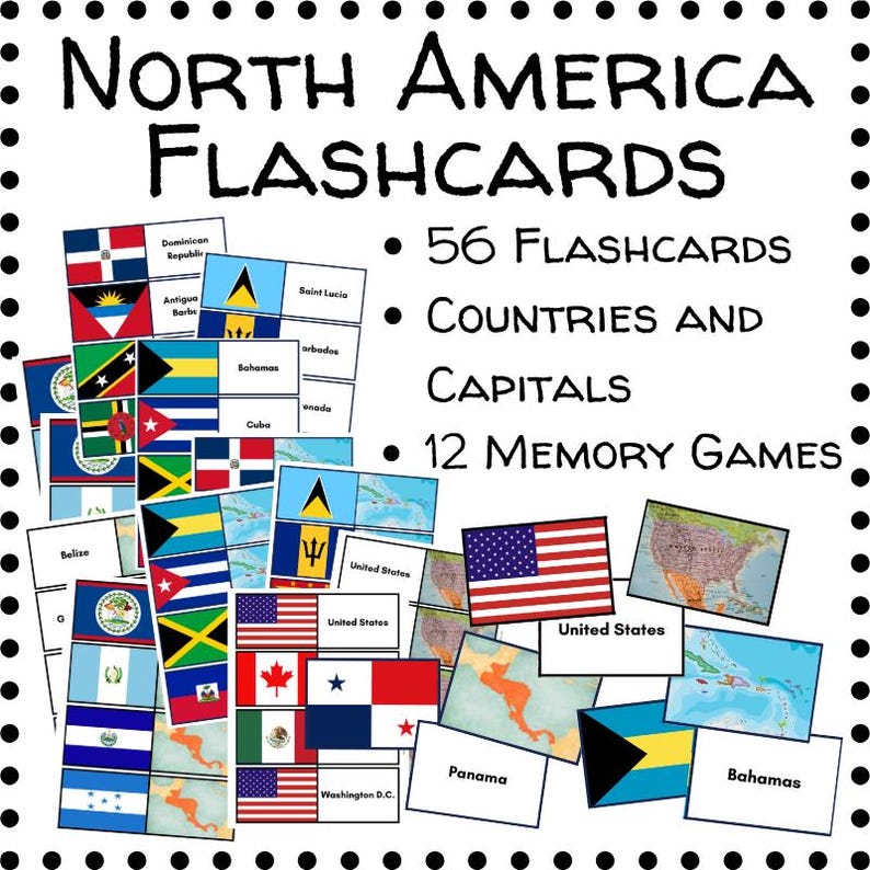 North America Flashcards - Flags of North America, Countries, and ...