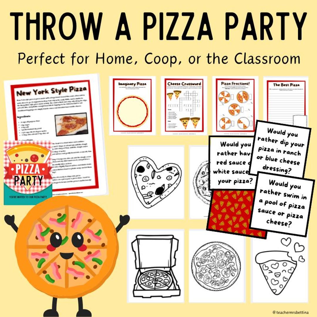 Throw a Pizza Party - Printable Invitations, Game, Recipe, Activities ...