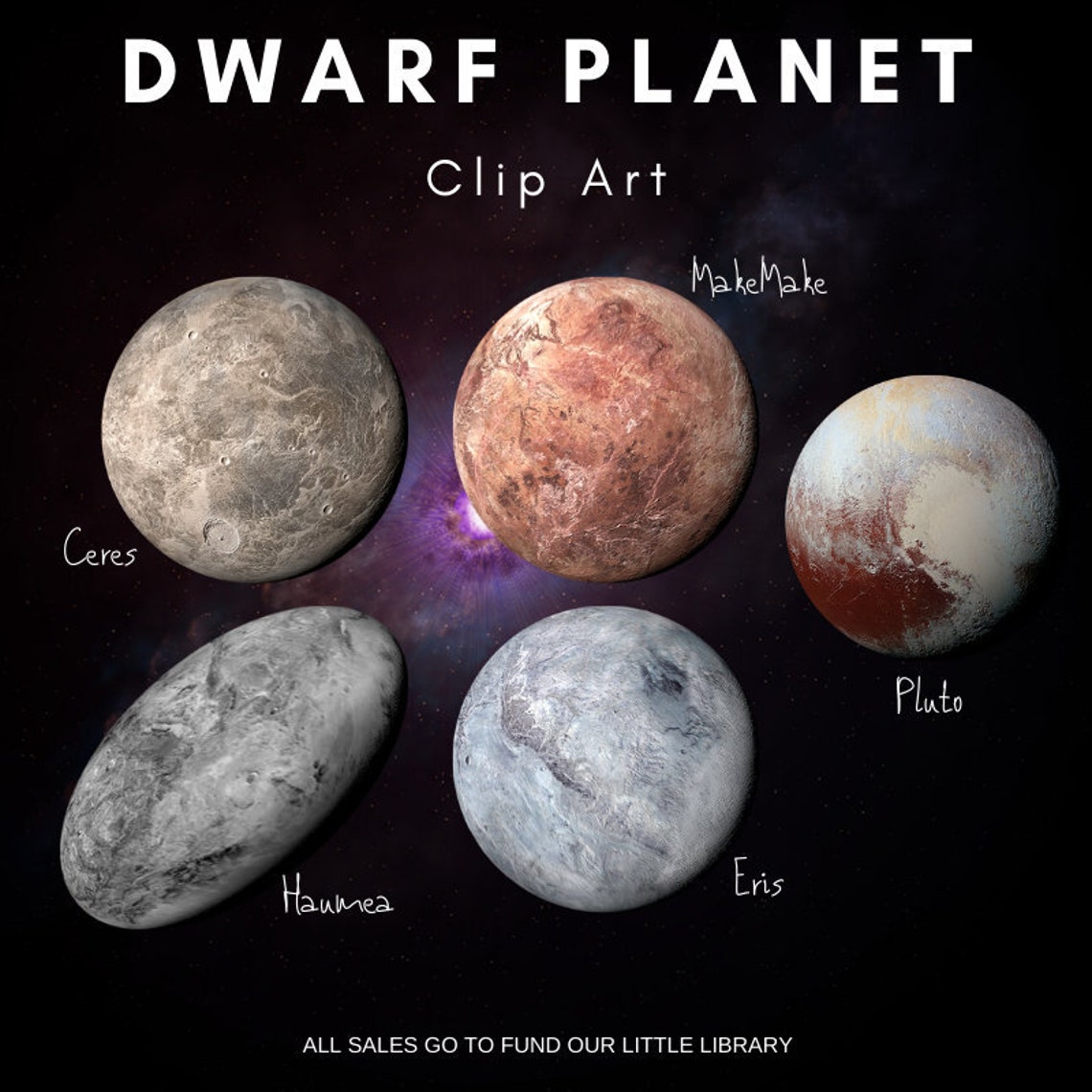 Solar System Dwarf Planet Clipart Including Pluto - Etsy