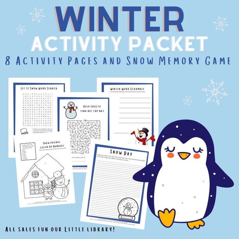 Winter Activity Printable With Coloring Pages and Memory Game - Etsy