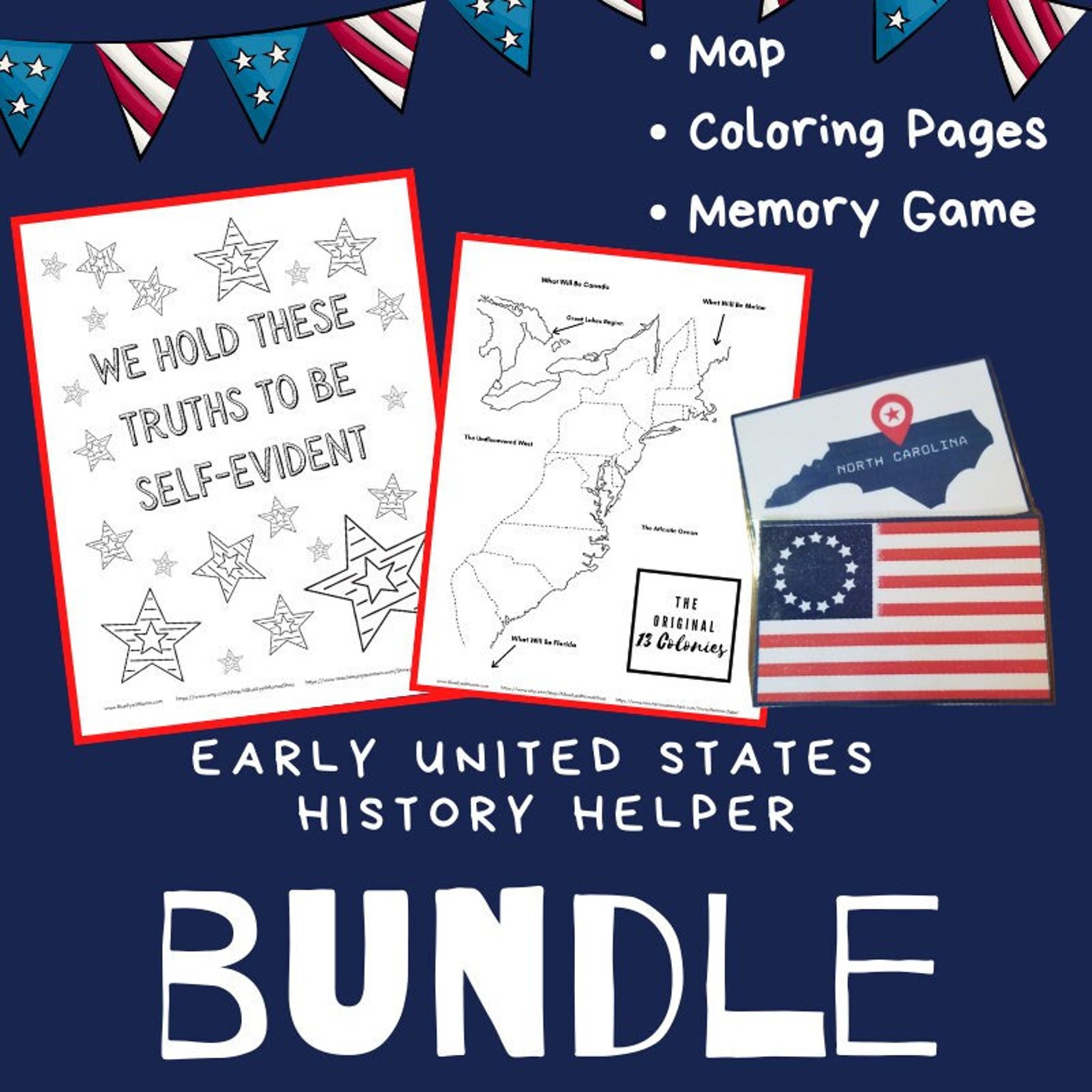 Thirteen Colonies, Map, Educational Printable, Early US History ...