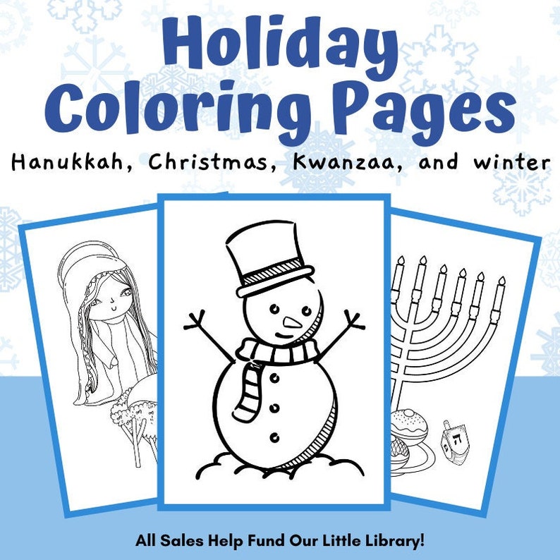 Holiday Coloring Pages for Hanukkah, Kwanzaa, Christmas, and Winter - Etsy