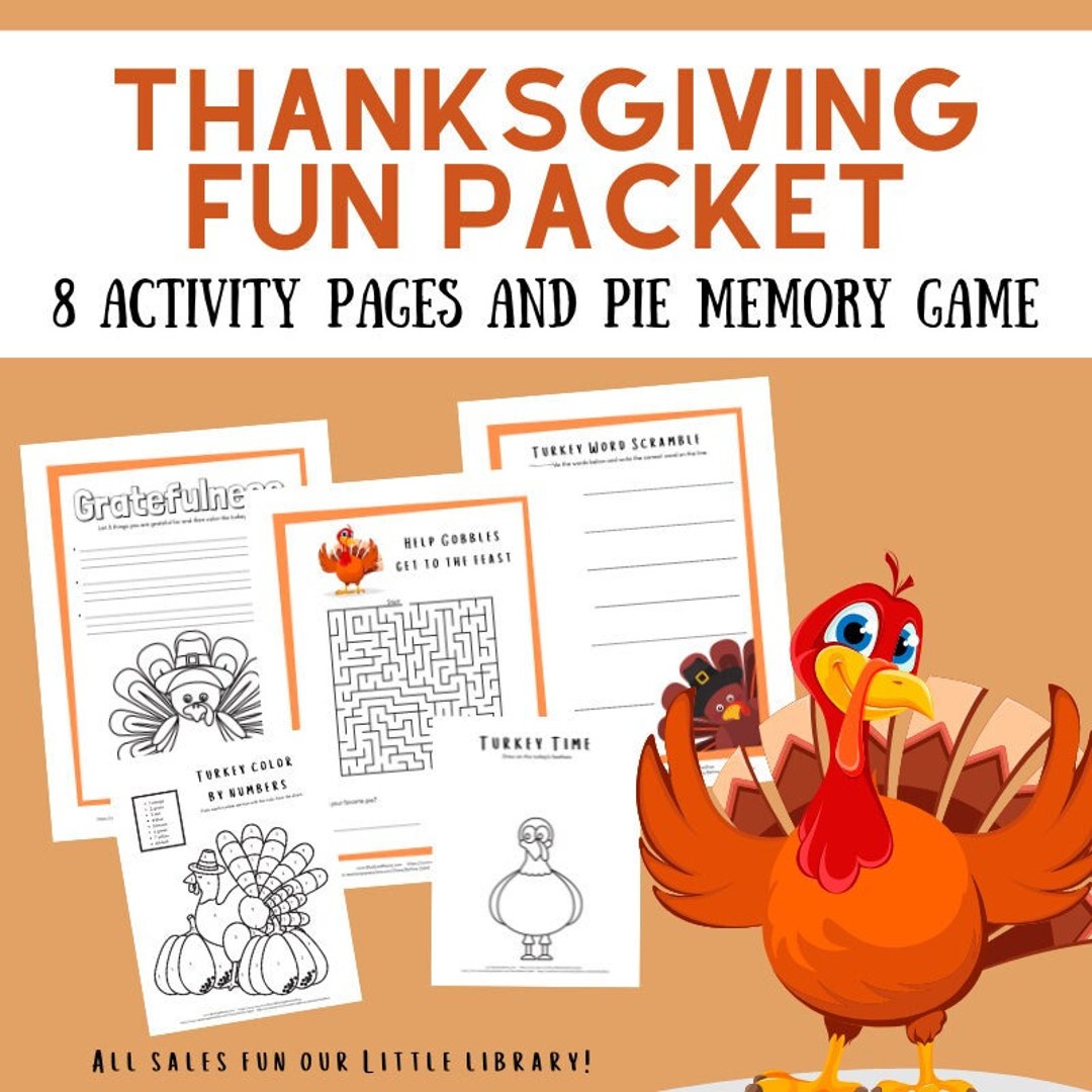 Thanksgiving Activities and Worksheets With Pumpkin Pie Memory Game - Etsy