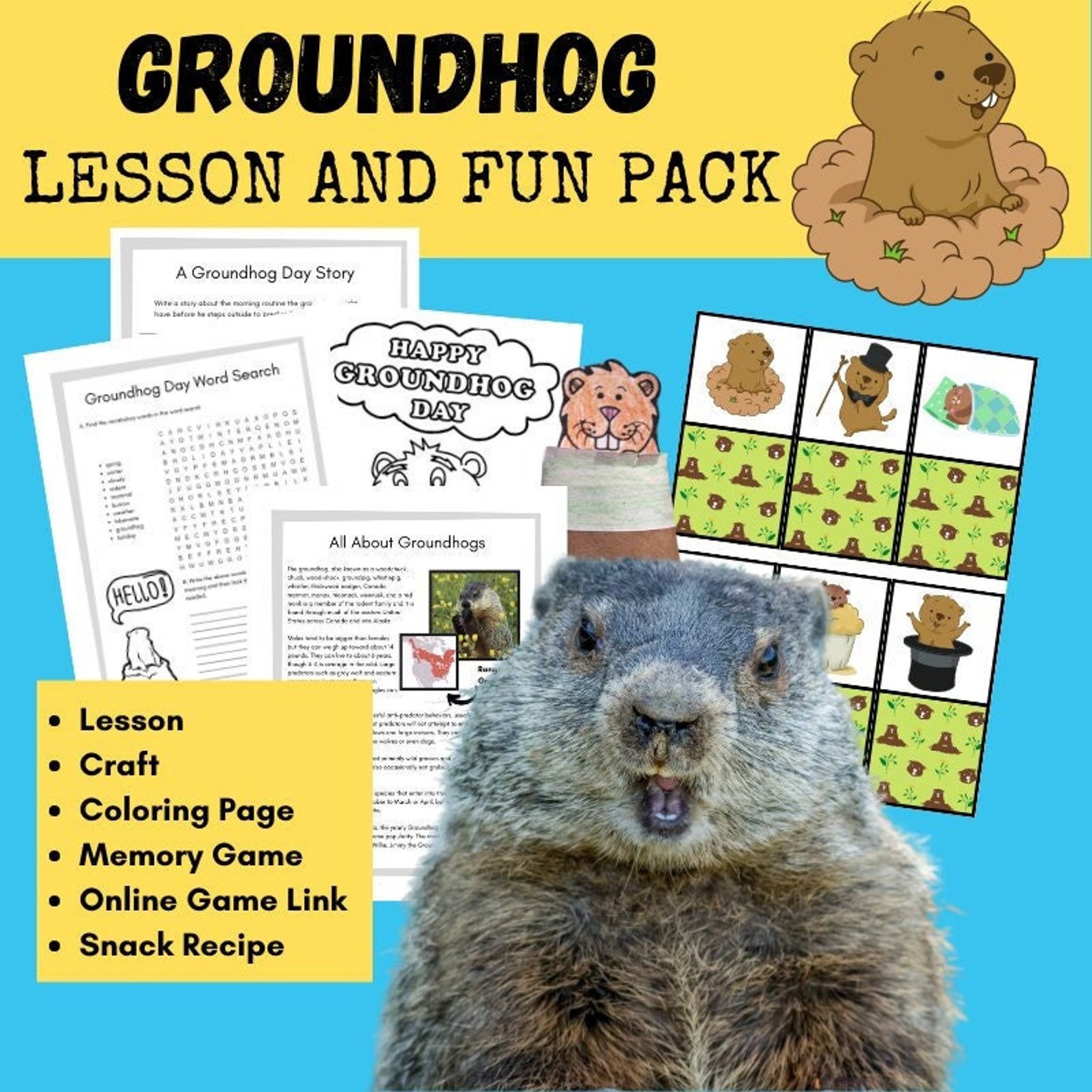 Groundhog Day Activities and Printable With Memory Game and - Etsy