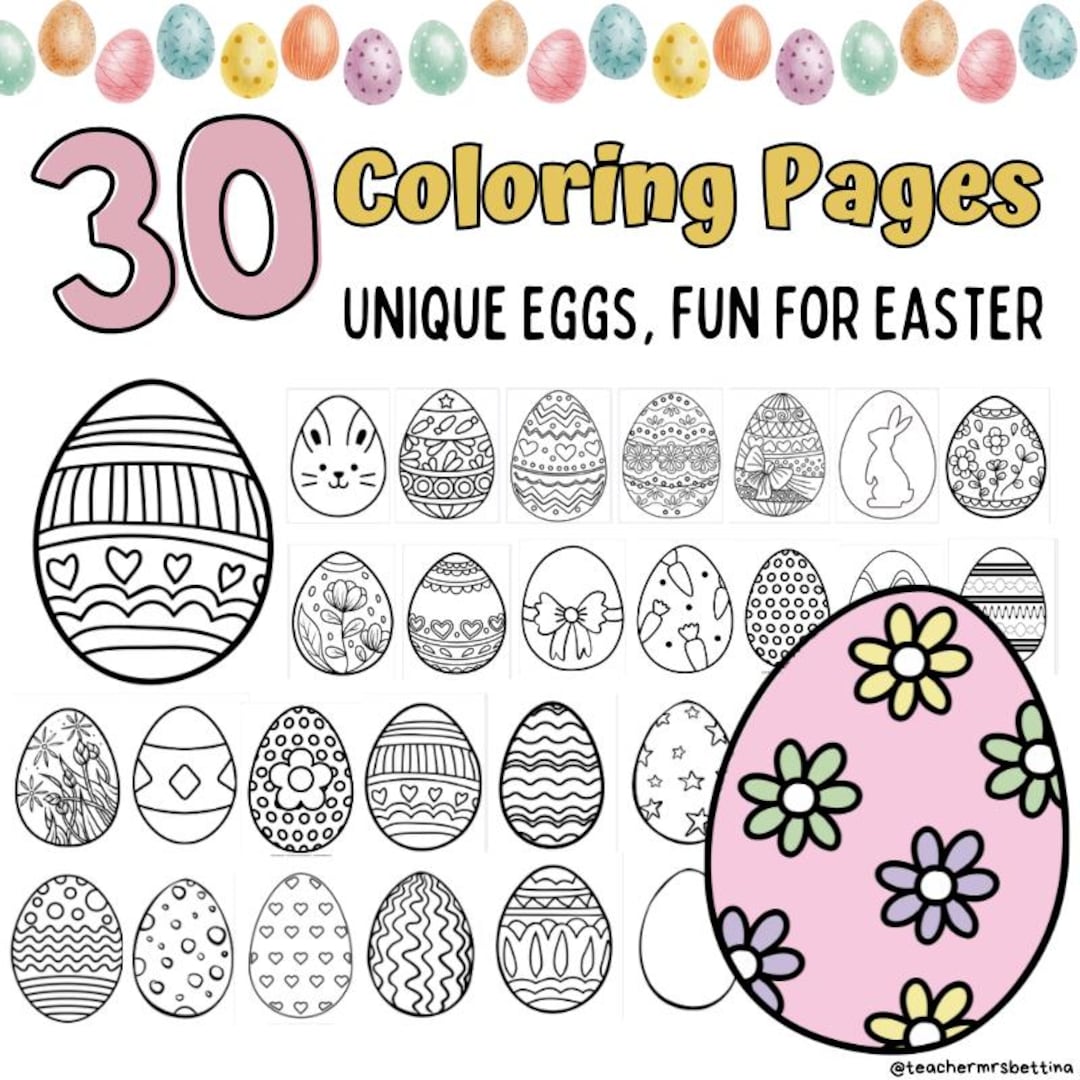 Easter Coloring Pages for Spring Including 30 Unique Designs and Varied ...