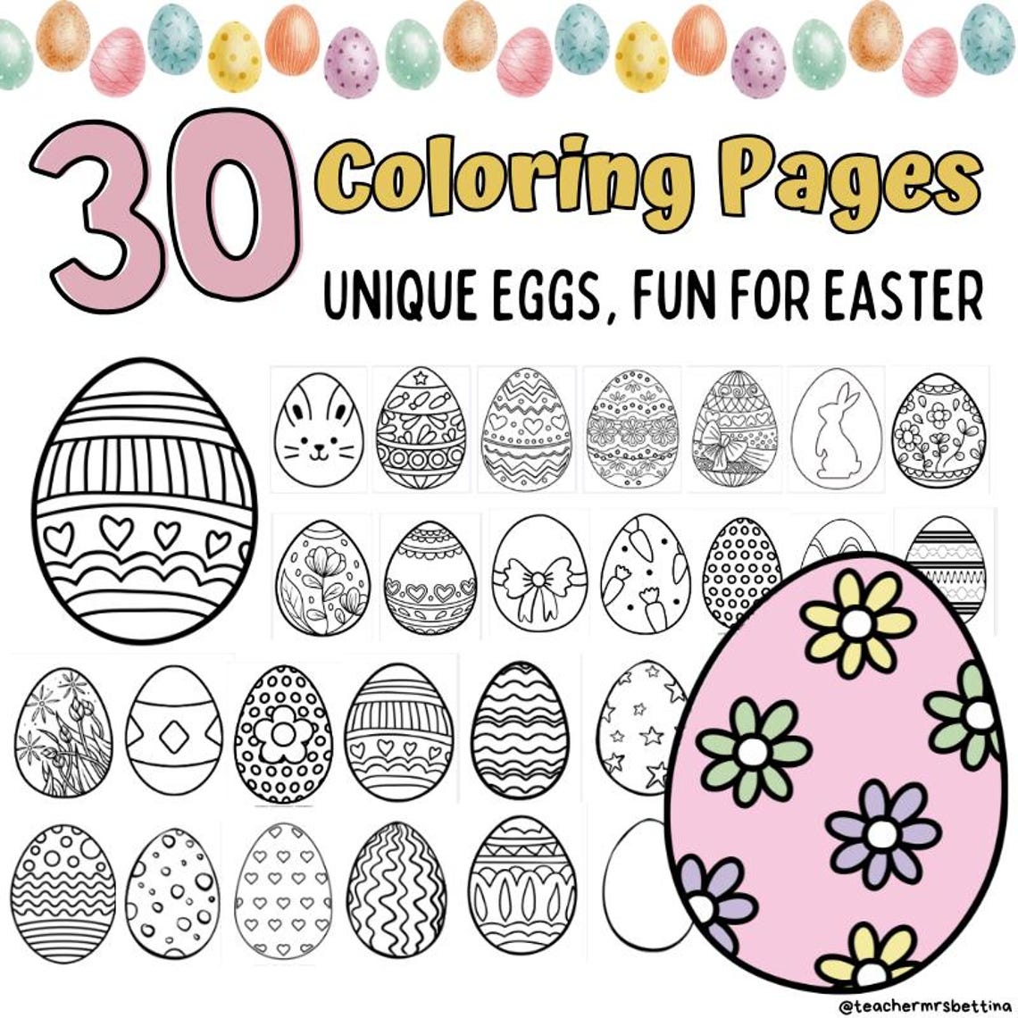 Easter Coloring Pages for Spring Including 30 Unique Designs and Varied ...